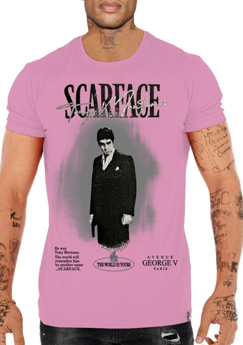 Avenue George V Paris Tony Montana Scarface Men's Pink T-Shirt Tee ...