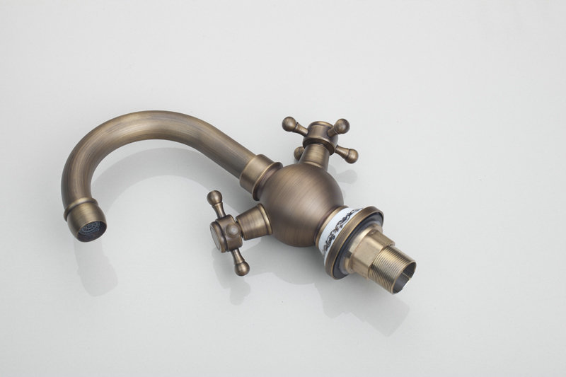 Short Goose neck Bathroom Basin Mixer Swivel Taps 2 Handles Deck ...