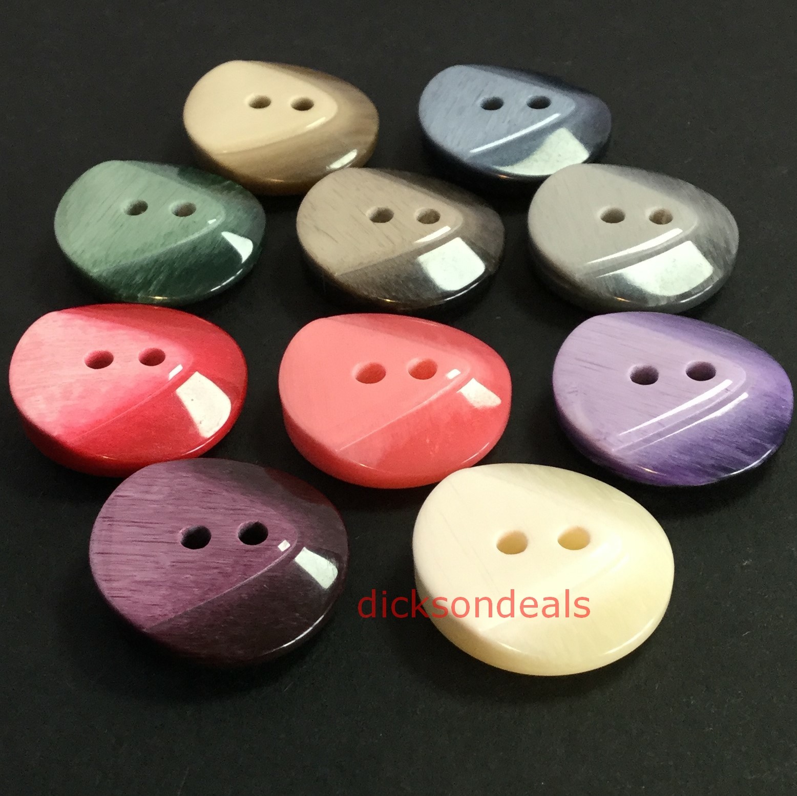 6 Chunky Buttons 2 Hole 18mm 20mm 25mm Grey Red Navy Green Purple Beige ...