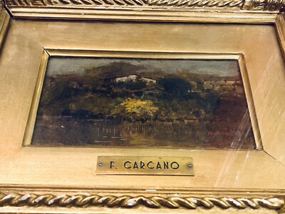 Antique Italian Landscape Oil Painting on Board by Filippo Carcano ...