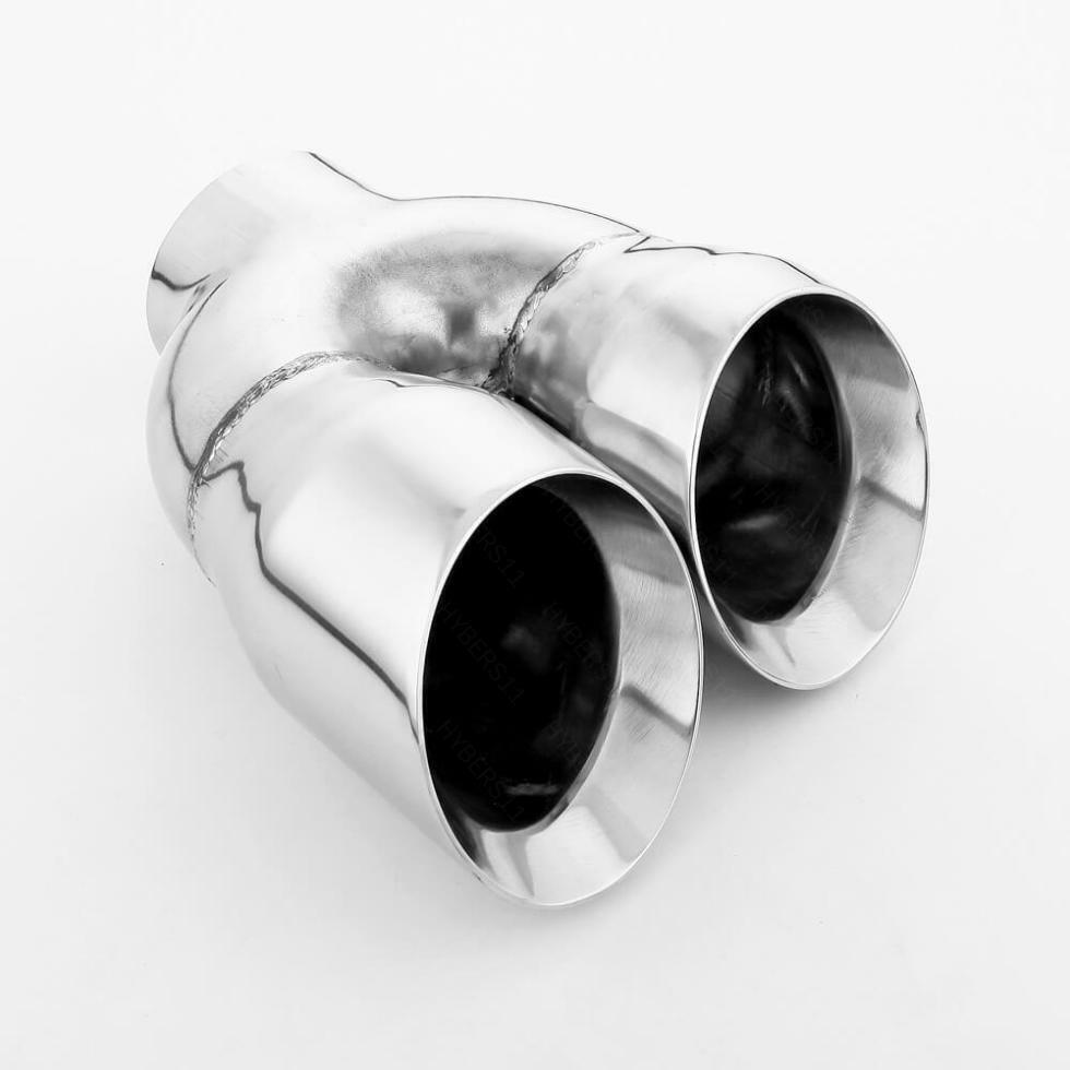 Pair Quad Staggered Dual Wall 4" Out Exhaust Tips 3" Inlet Stainless ...