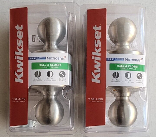 Lot of 2 Kwikset Polo Satin Nickel Passage Hall/Closet Non Locking Door Knob | eBay