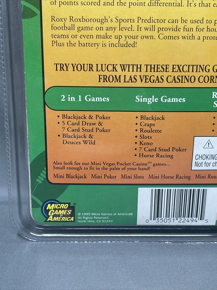 Sports Predictor Football Las Vegas Casino Corner Roxy Roxborough 1995 ...