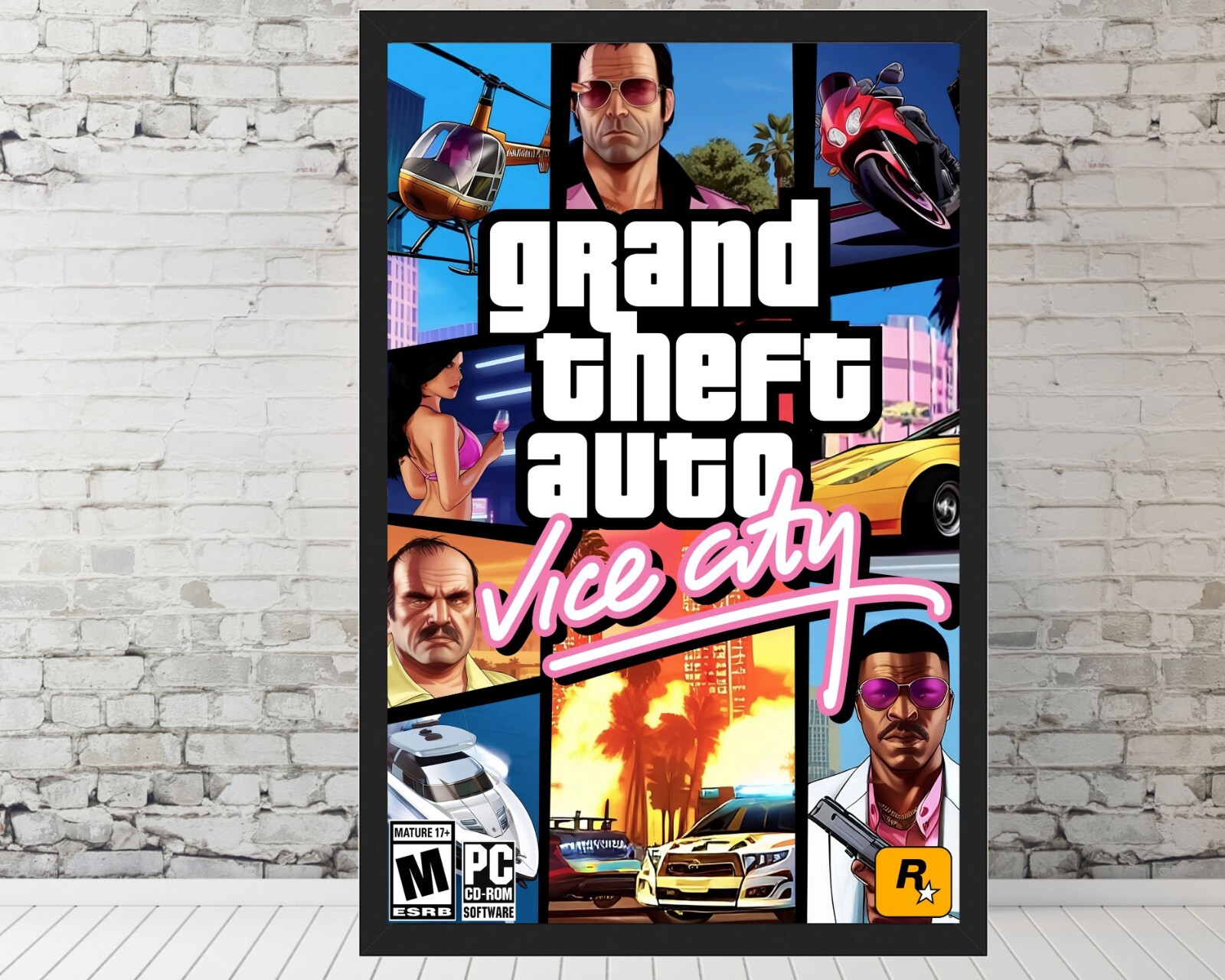 Grand Theft Auto - game poster, GTA Vice City poster - 11x17", FRAMED ...