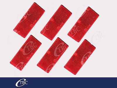 6 x Red Trailer Reflector 55mm x 25mm Adhesive Reflectors Truck Caravan ...