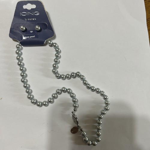 Icing Claire's glass pearl 18" necklace with post earrings - color ...