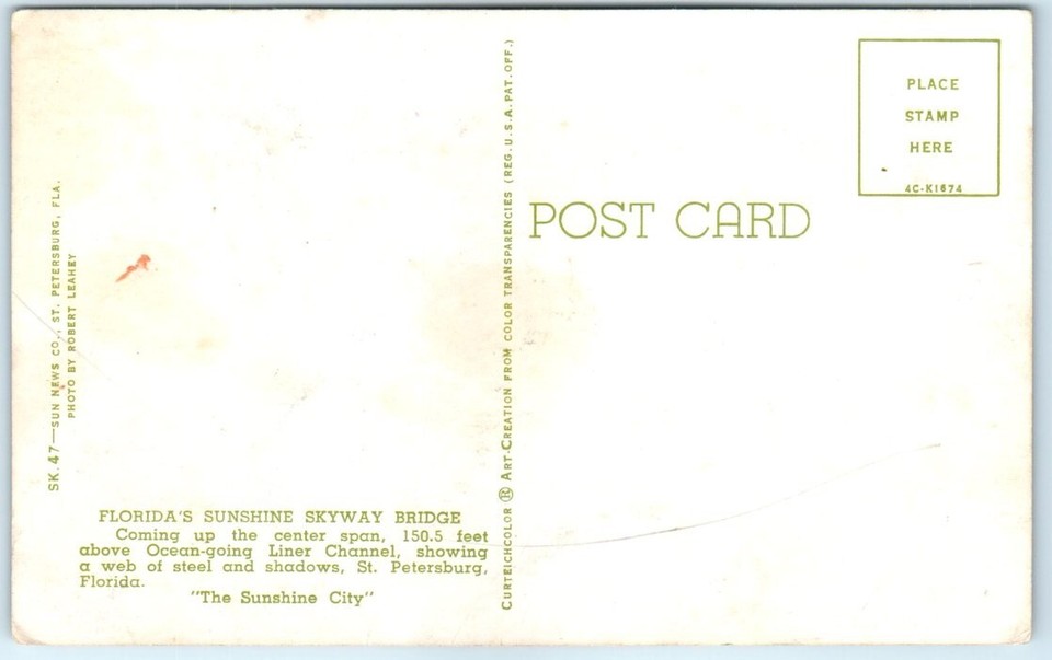 Postcard Sunshine Skyway Bridge St. Petersburg Florida USA North ...