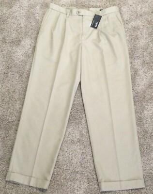 IZOD Golf Classix Pants Mens 36x32 Metrix Fit Pleated Cuffed Khaki UPF ...