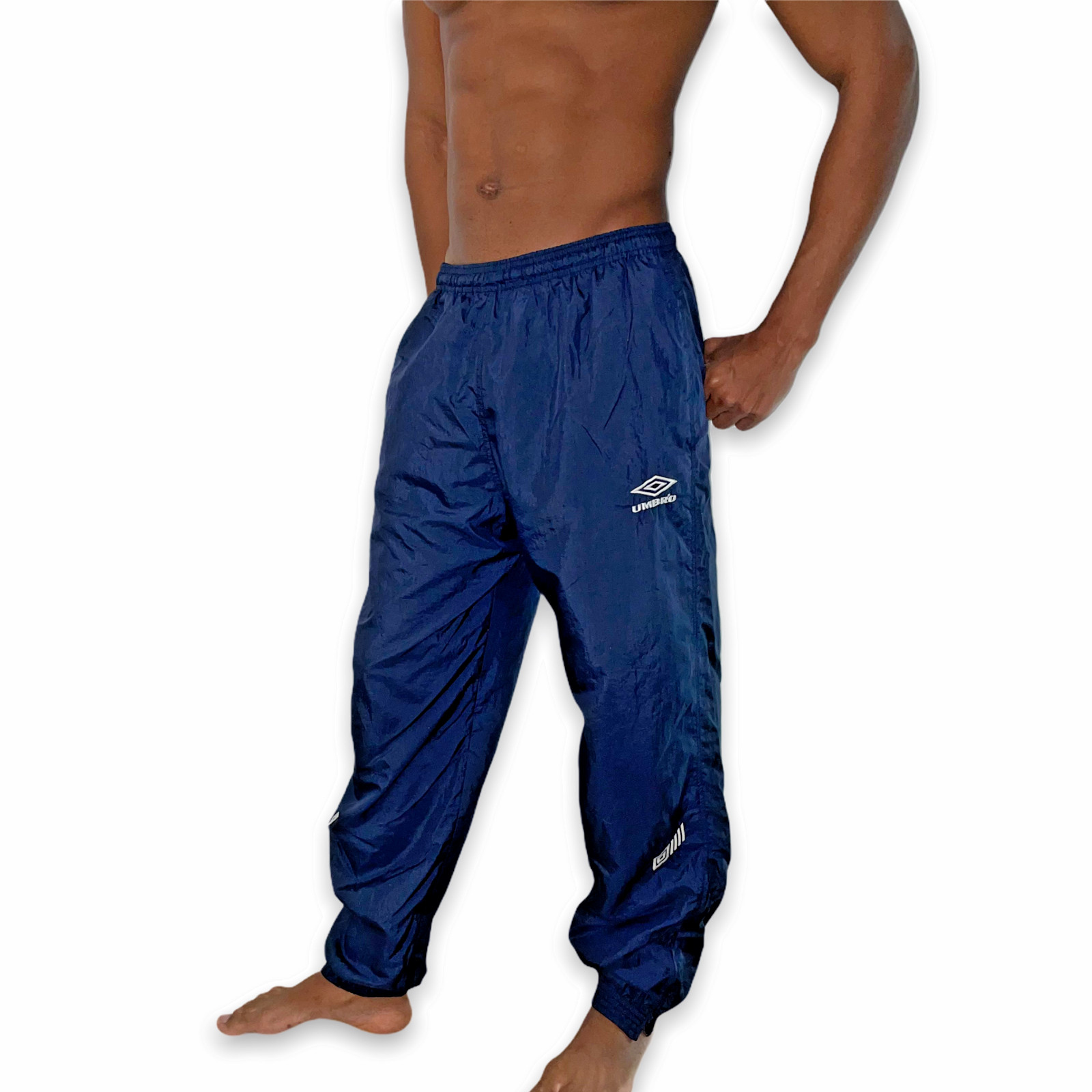 Rare Vintage 90s Umbro Nylon Glanz Soccer Pants Navy … - Gem