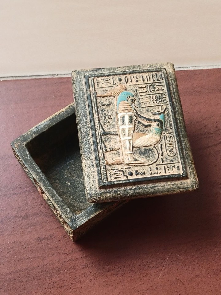 Rare Ancient Egyptian Mummification Box Pharaoh Isis Anubis Antique ...