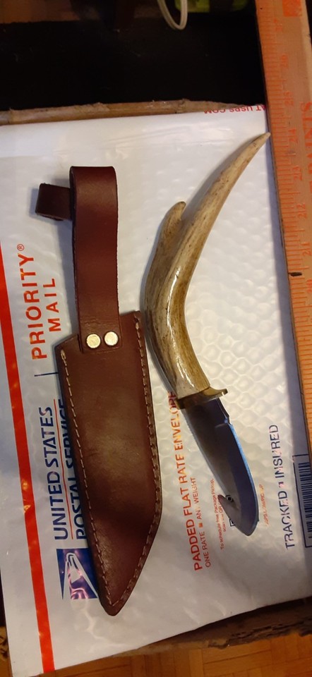 DEER ANTLER KNIFE Hand Made Stag Grip-MADE IN MY SHOP-USA-HUNTING ...