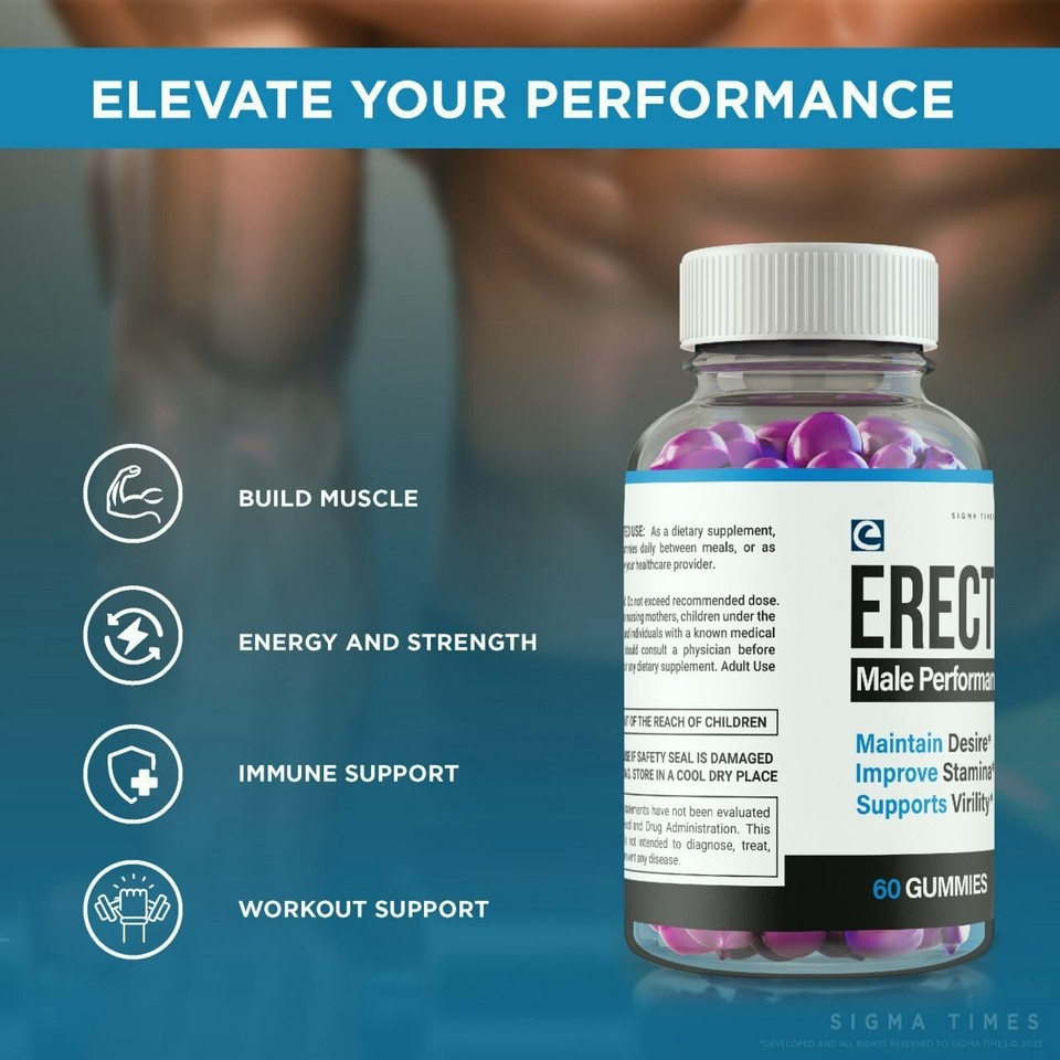 Erectifil Male Performance Gummies, Stamina & Virility Supplement for ...