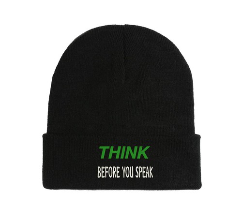 Think Before You Speak Embroidered Beanie Hat Cap Winter Fall Soft | eBay