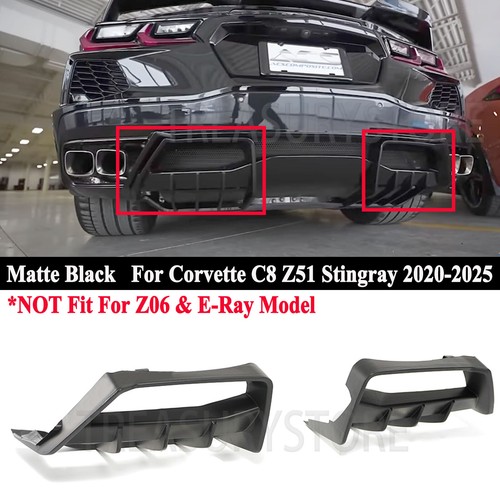 Rear Bumper Diffuser Spoiler Fin For Corvette C8 Z51 Stingray 20-25 ...