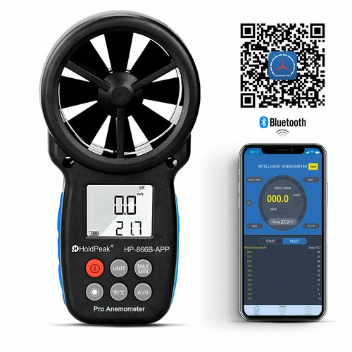 Anemometer Digital Wind Speed Meter Handheld Wireless Bluetooth Vane ...