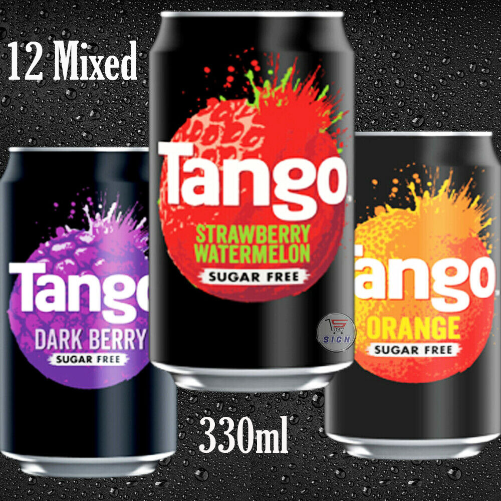 Tango Strawberry & Watermelon,Dark Berry,Orange Sugar Free Cans 330ml x ...