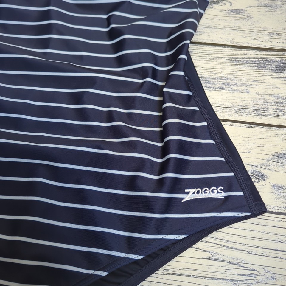 Zoggs Yarra Scoopback Padded Swimsuit Swimming Costume Navy Striped UK ...
