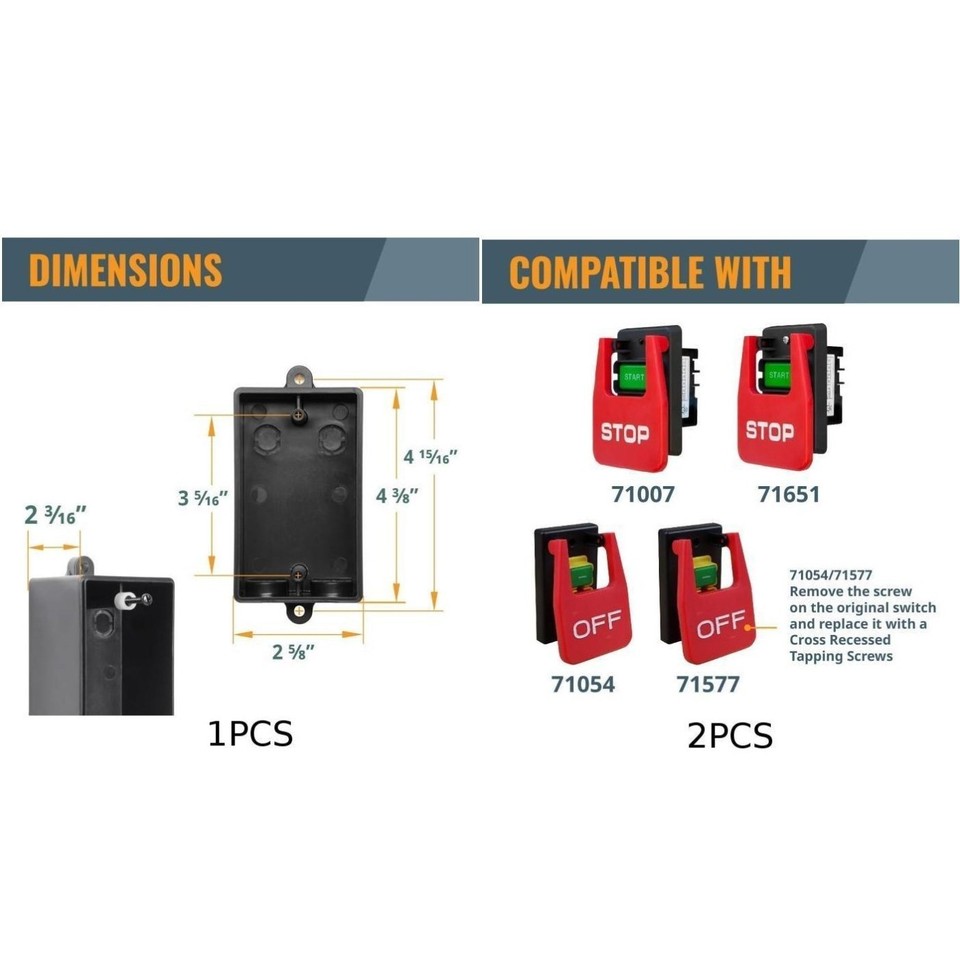 For Power Tool Switches Deep Switch Box Junction Kit DIY Electrical ...