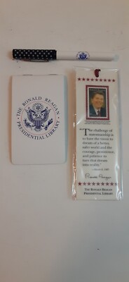 Vintage President Ronald Reagan souvenirs pen pad and bookmark gold ...