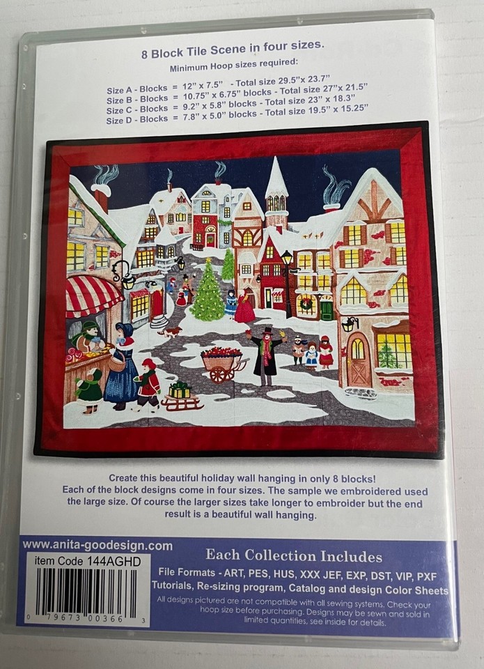 Anita Goodesign Christmas Village Embroidered Tile Scene CD | eBay