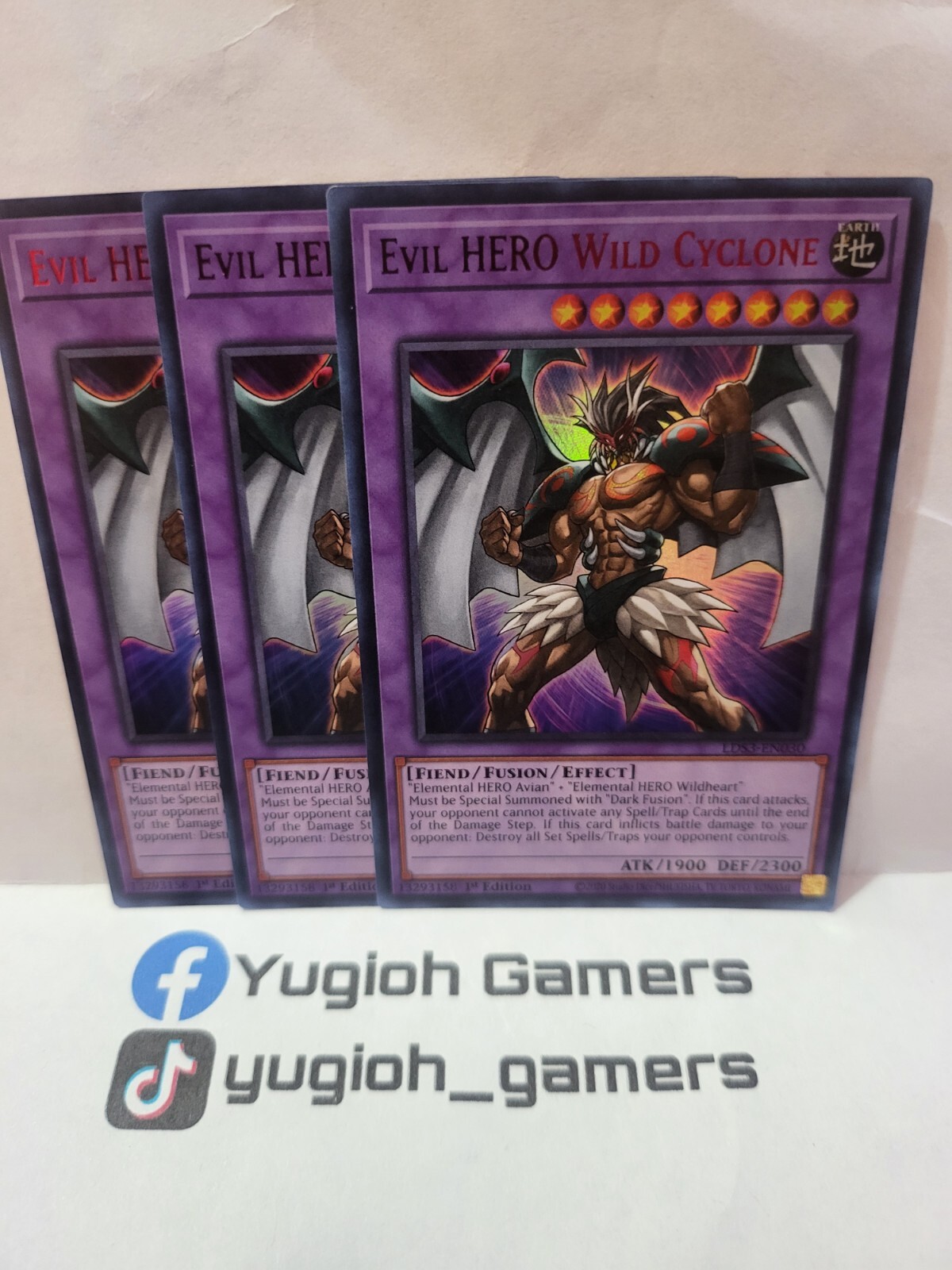 Yu-Gi-Oh Evil Hero Wild Cyclone X3 Red LDS3 1st Edition Ultra Rare ...