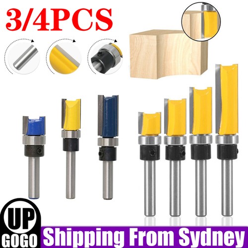 3/4Pcs 1/4" Shank Flute Flush Trim Router Bit Set Top Bearing Milling ...