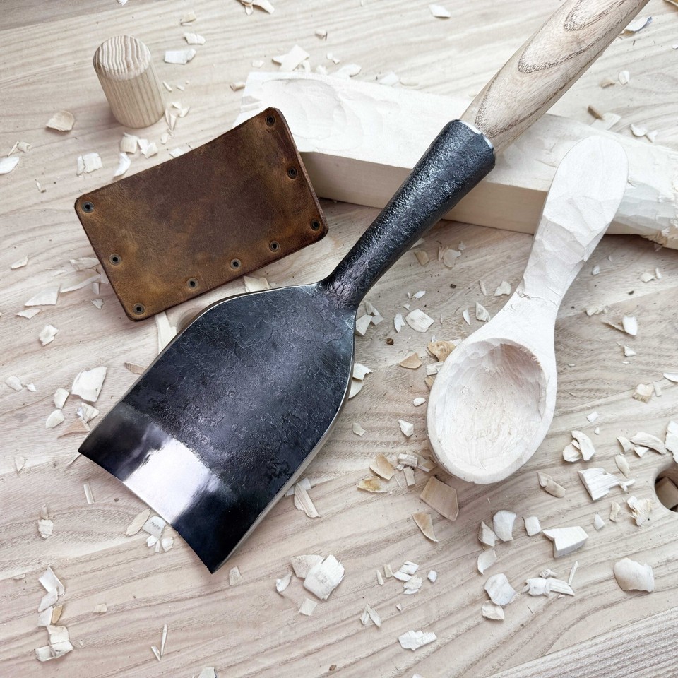 Rounded Timber Chisel – Hand-Forged Steel, Ash Handle, Sheath, Heavy ...