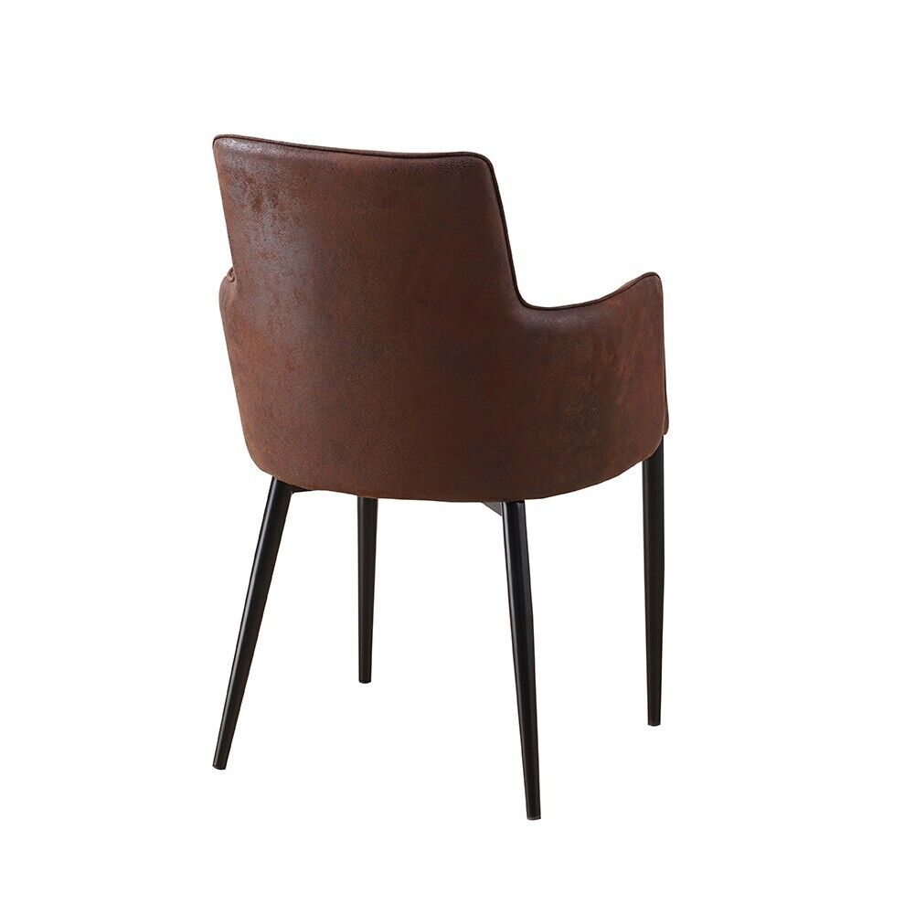 Set of 2 Suede Brown Dining Chairs With Armrest Metal legs Set of 2 Suede Brown Dining Chairs With Armrest Metal legs