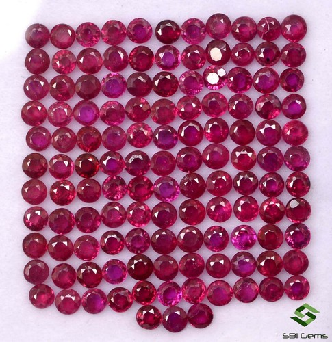 3.65 CTS Natural Ruby Round Cut 2 mm Lot 50 Pcs Reddish Faceted Loose ...