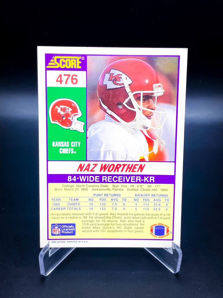 1990 Score Naz Worthen #476 Kansas City Chiefs | eBay