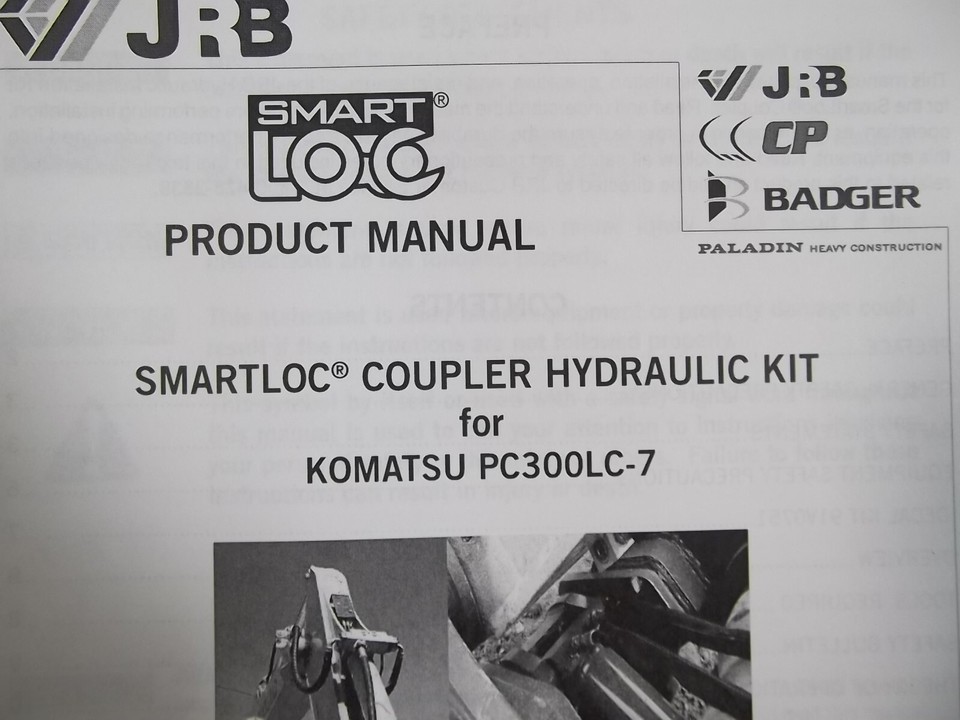 JRB SMARTLOC COUPLER FOR KOMATSU PC300LC-7 PRODUCT SHOP REPAIR WORKSHOP ...