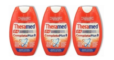 NEW 3 X THERAMED 2 IN 1 COMPLETE PLUS 8 TOOTHPASTE GERMAN IMPORT ...