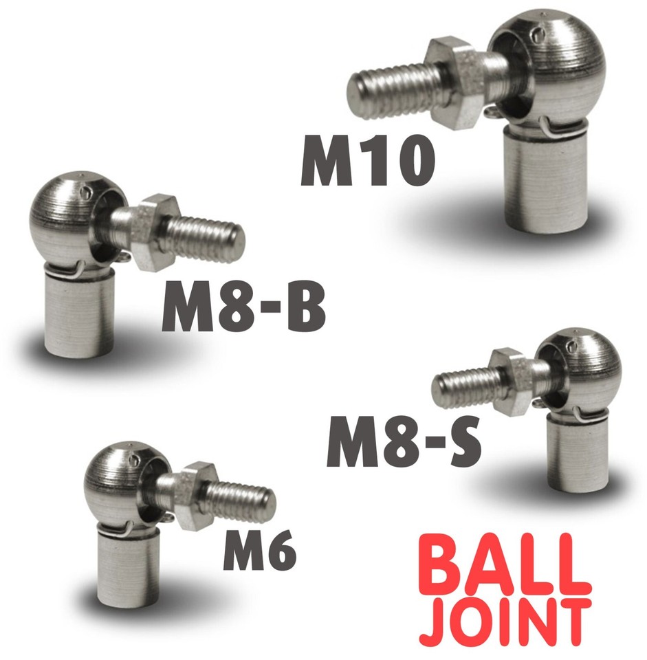 BALL JOINT EYELET BALL FEMALE END FITTINGS M6 M8 M10 UNIVERSAL GAS ...