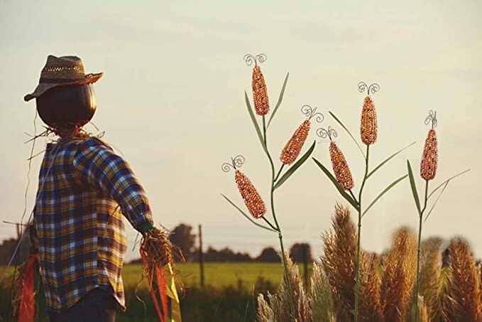 Metal Autumn Harvest Corn Stake Decoration, Decorative Yard Lawn Garden ...