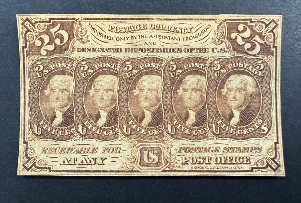 US 1862 OBSOLETE 25¢ Fractional Currency First Issue FR-1281 with ABNCo ...
