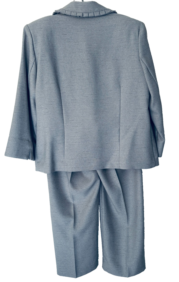 Alfred Dunner Gray 2 Pc Suit Pant & Jacket Shoulder Pads 3 Button ...