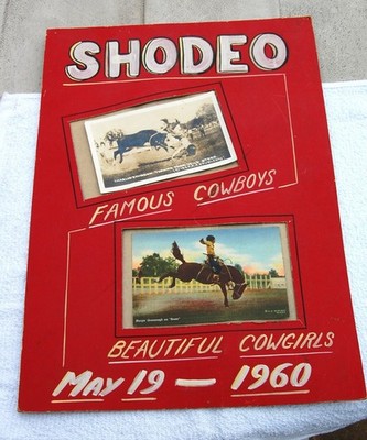 Original 1960 Rodeo Poster, Shodeo Famous Cowboys and Beautiful ...