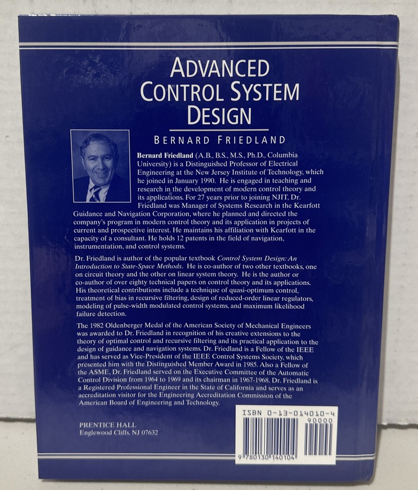 ADVANCED CONTROL SYSTEM DESIGN By Bernard Friedland Hardcover | eBay