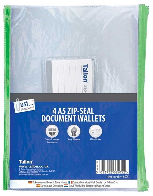 A5 Clear Document Wallets Plastic Zip Transparent Folders Card Holder ...