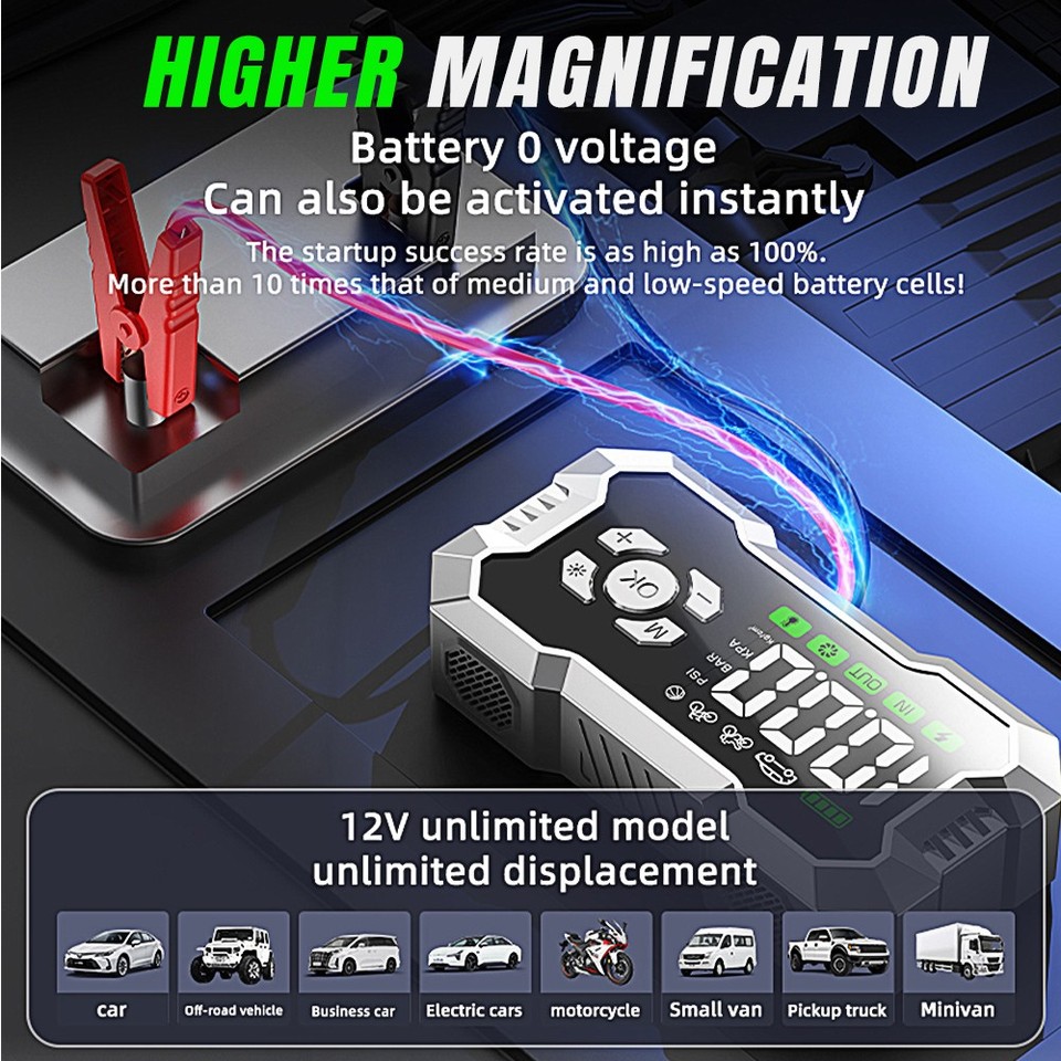 99800mAh Car Jump Starter with Air Compressor Battery Jumper Box ...