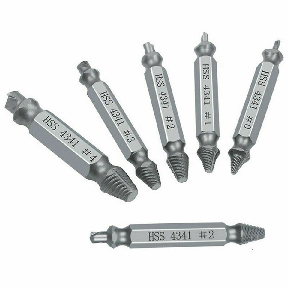 6x Broken Bolt Damage Screw Remover Extractor Drill Bit Easy Out Stud ...