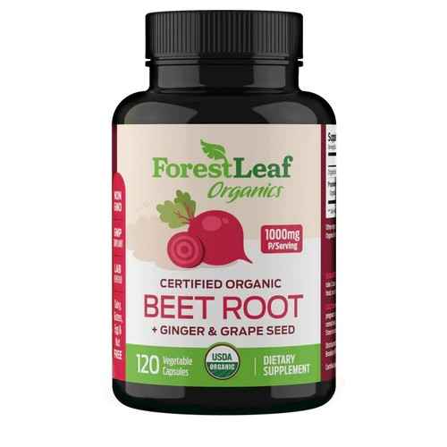Forest Leaf Organics Beet Root with Ginger and Grape Seed 1000mg, 120 ...