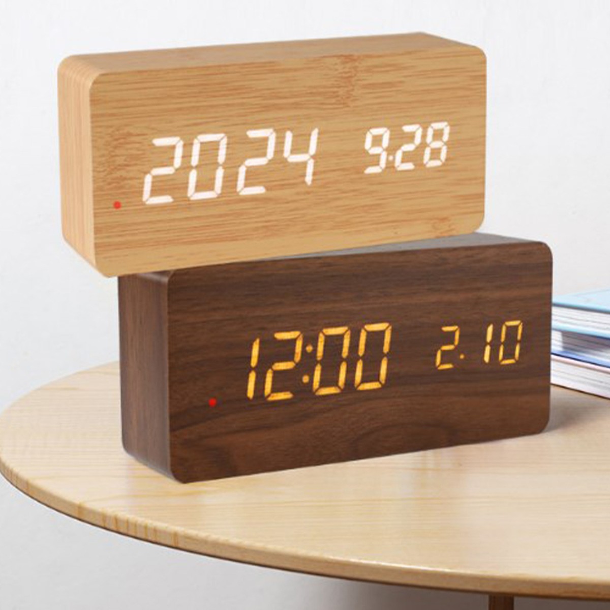 Wood Digital Clock Wood Cubee Alarm Clock