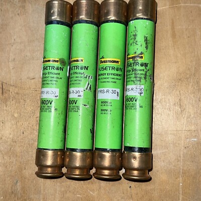 Bussman Fusetron FRS-R-30 Energy Efficient 30 Amp 600V Fuse Lot of 4 ...