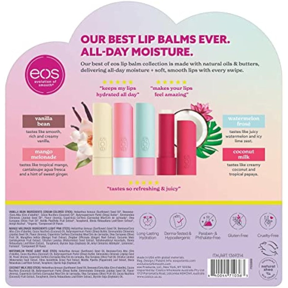 Evolution of Smooth eos Best of eos Lip Balm, 9 Sticks 0.14 Ounce (Pack ...