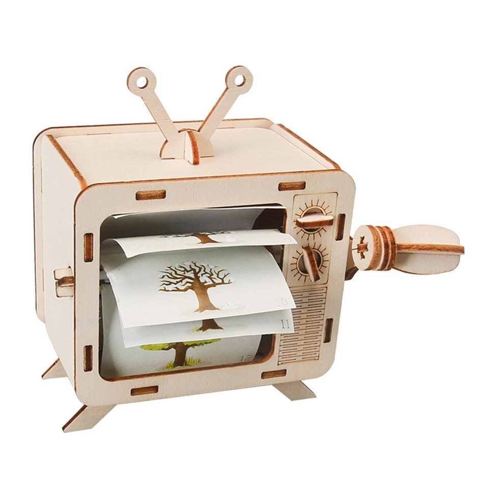 DIY Hand Crank Animation Machine Model Kit Teens Wooden Building ...