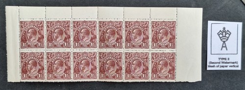 1919 Australia Blk 12X1 1/2d red Brown KGV Stamps 2nd WMK MUH Cat $900. ...