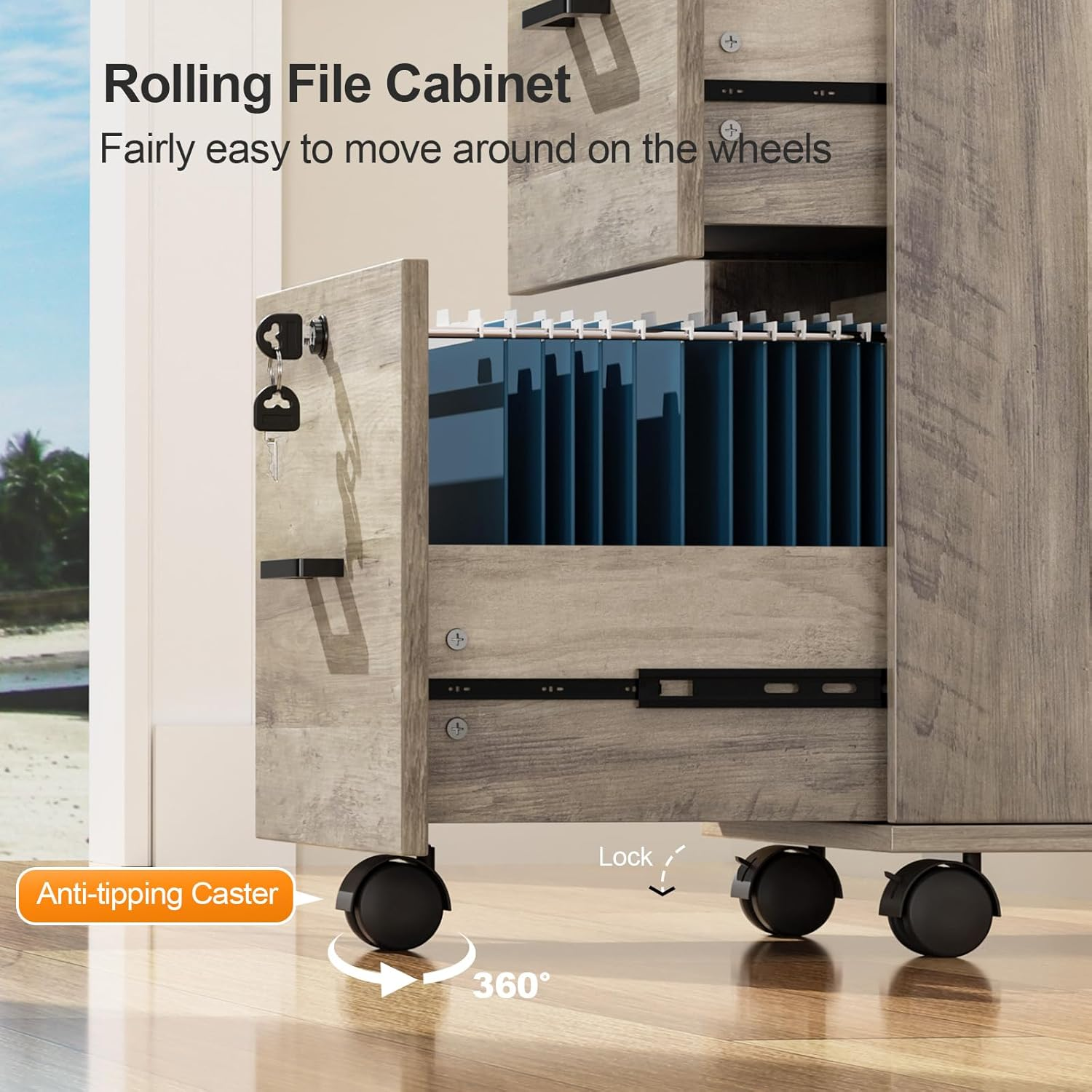 2 Drawer Filing Cabinet for Letter Size File Folders with Tabs Under ...