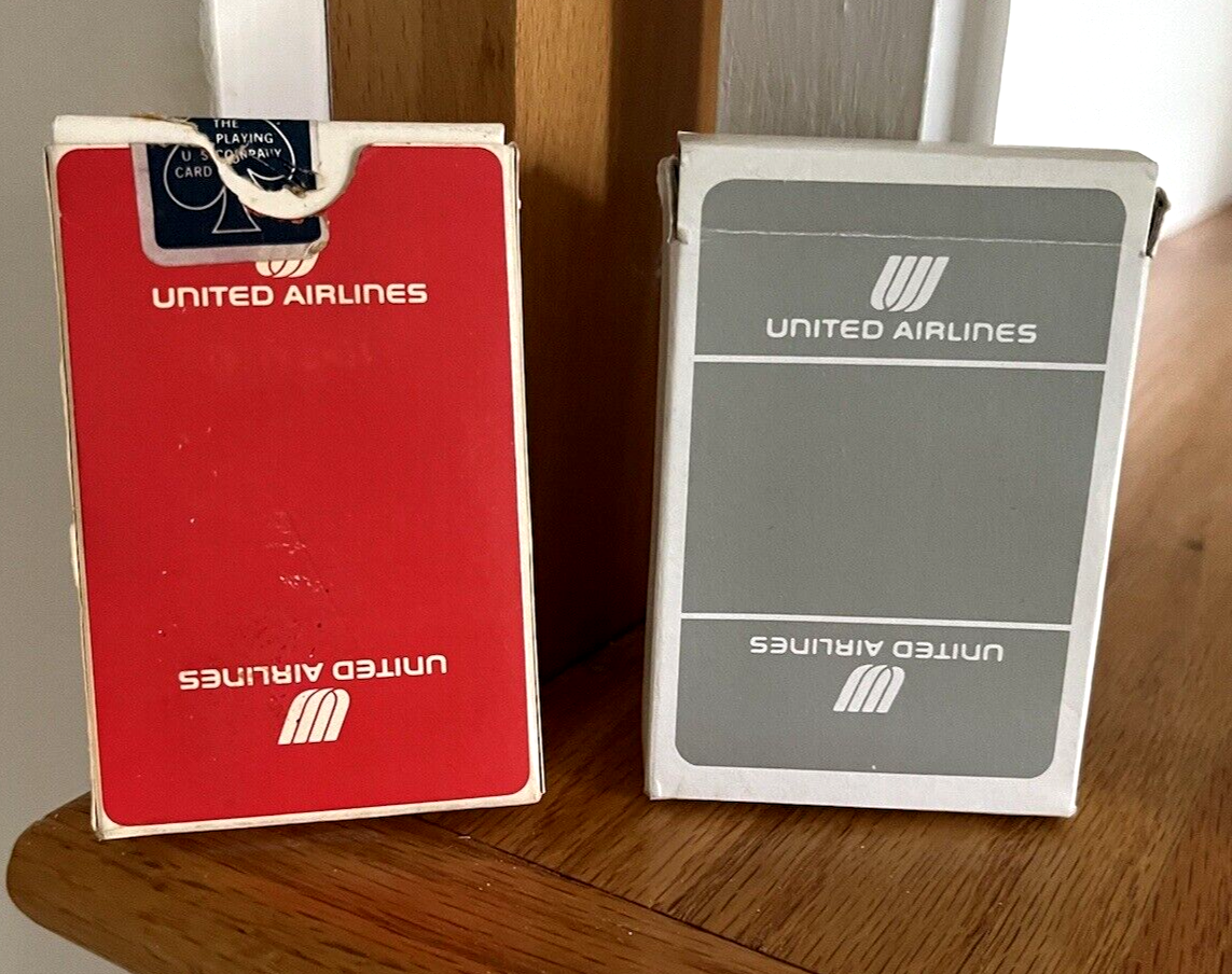 2 Vintage United Airlines Playing Cards Red & Gray Decks of Cards | eBay