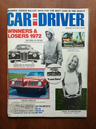 Car & Driver January 1973 Ford Maverick Pontiac Ventura Chevrolet XP ...